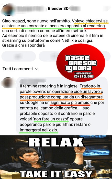 Blender Meme - CG Meme - Rendering Meme - Nasce Cresce Ignora - Graphic ...
